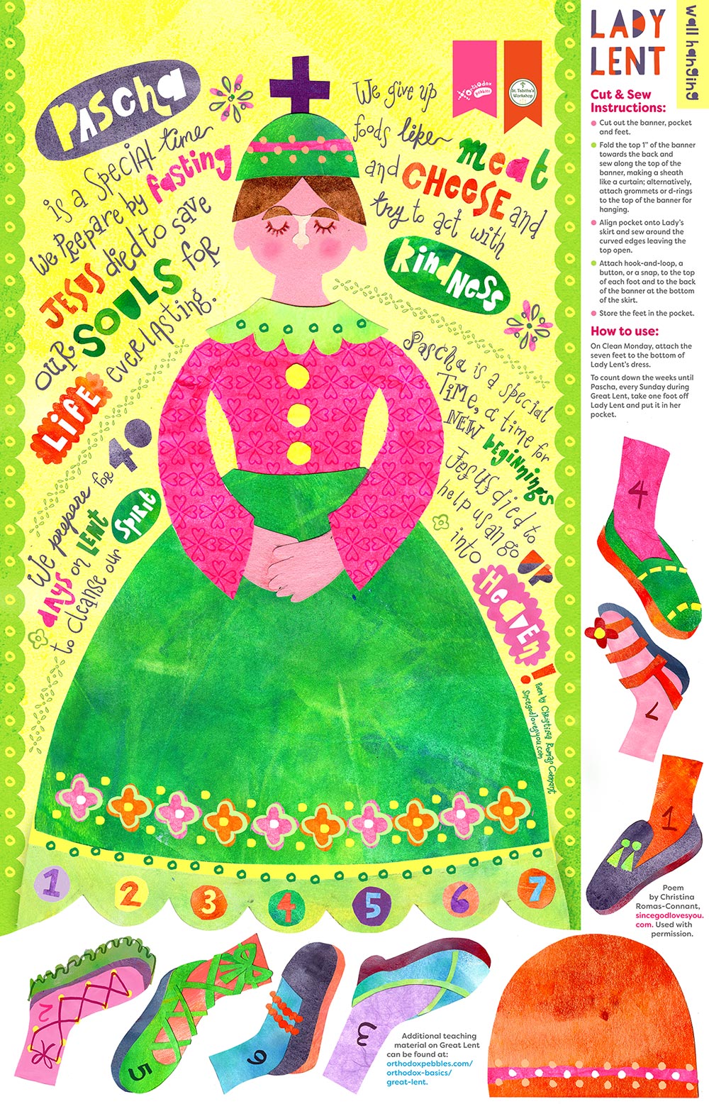 Make-your-own Lady Lent banner – Orthodox Pebbles